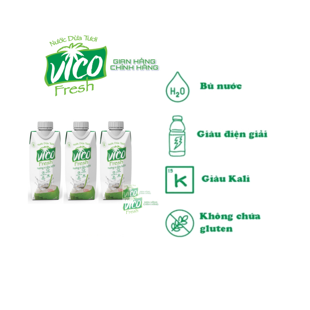 Combo of 3 Boxes of Vico Fresh Coconut Juice 330ml - Siamese Flavor ...