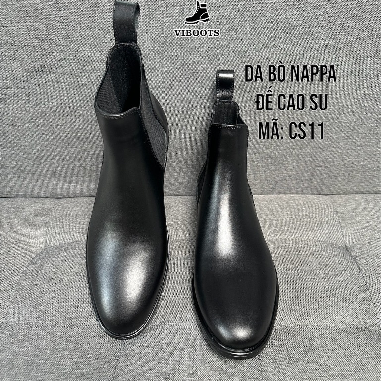 Men's Chelsea Boots Classic Genuine Leather Chunky Collar Cowhide ...