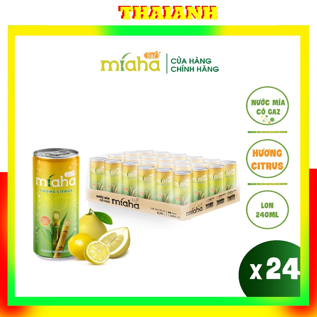 Carton of 24 Cans 240ml Miaha Citrus Flavored Sugarcane Juice-ThaiAnh ...
