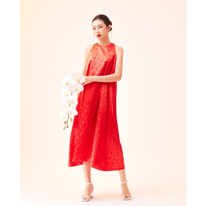 CNY Fabric Holic long red damask camisole dress (2024) | Shopee Singapore