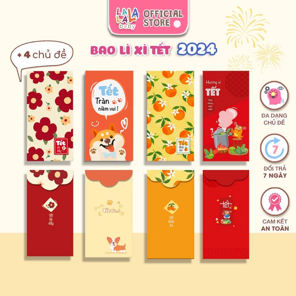 Red Envelopes CNY 2024 - 1 set of 6 (4 themes according to Tet ...