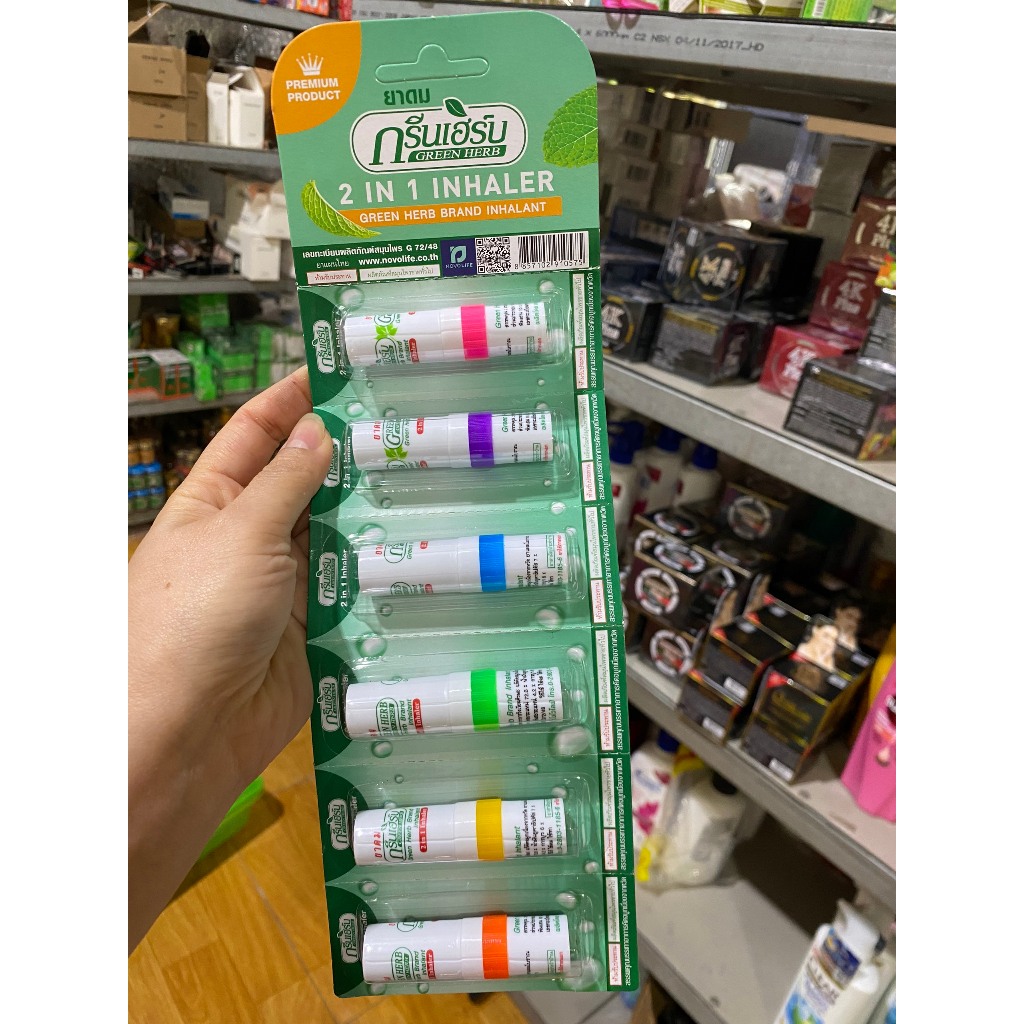 Combo 1 STRING 6 TUBES OF GREEN HERB TK MINT NOSE INHALER | Shopee ...