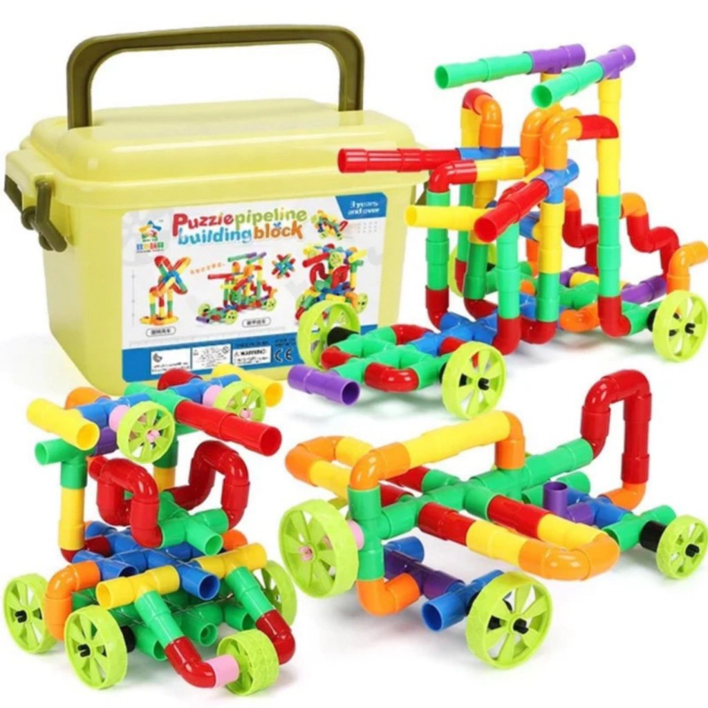 Lego toy set [LARGE TYPE WITH CASE] 176-piece water pipe assembly for ...