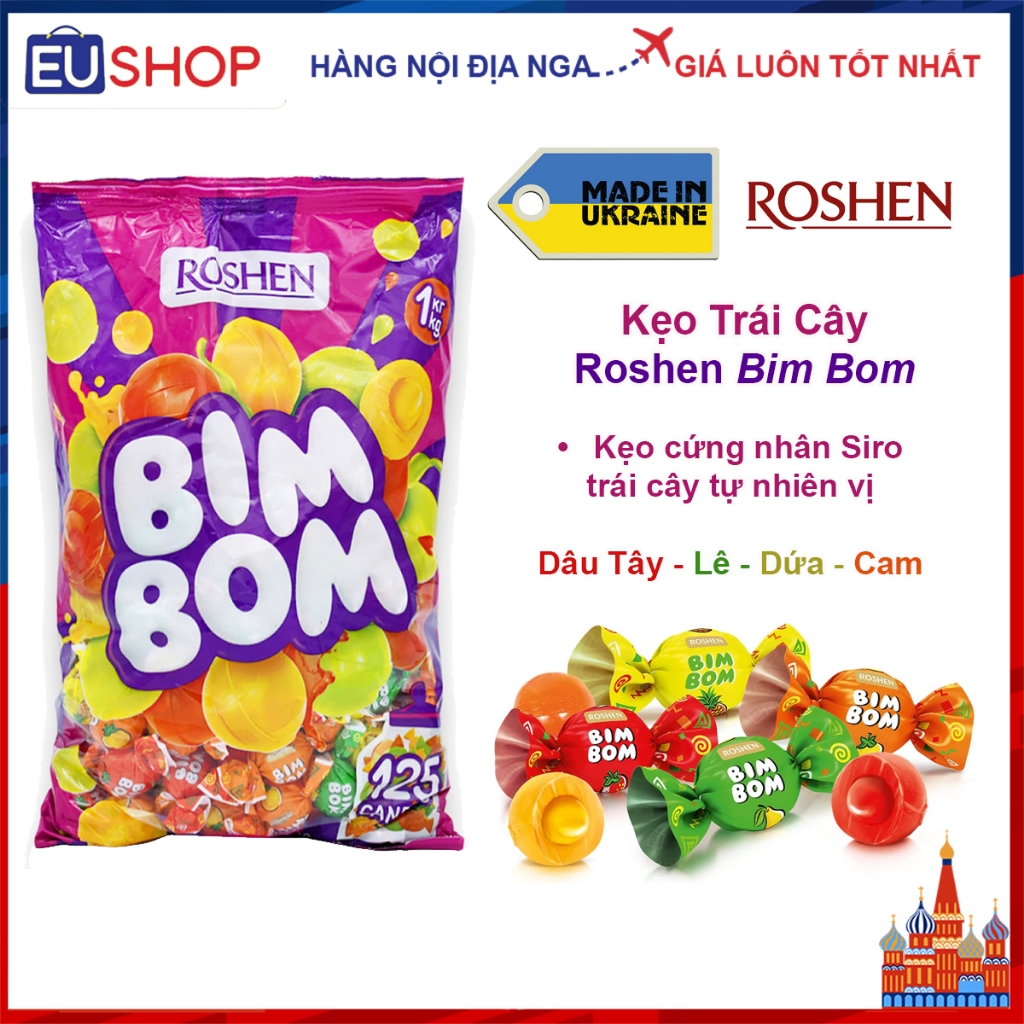 Roshen natural fruit syrup candy Bim Bom – Pear – Pineapple ...
