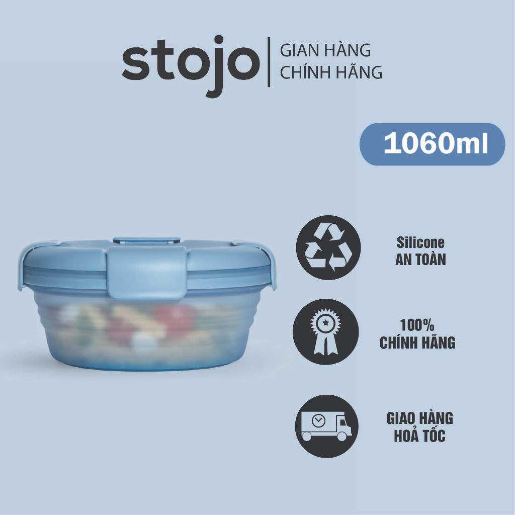 Stojo 36oz Folding Round Bowl - Steel tinted (Transparent Blue ...