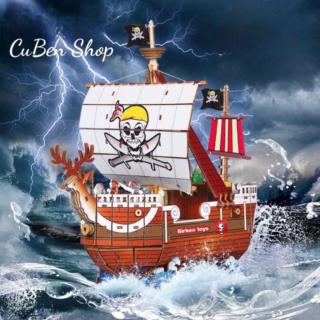 Wooden 3D assembly toys - Collection of Ocean Express Pirate Boat ...