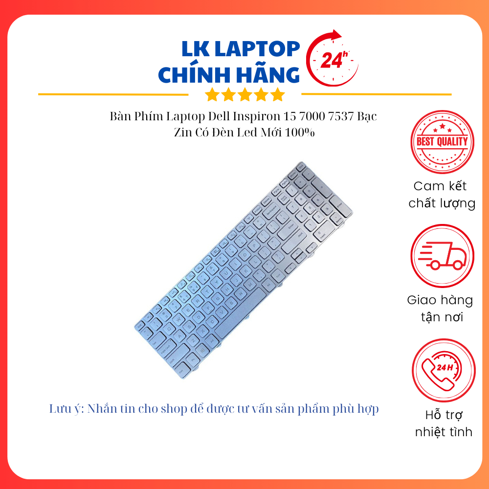 Dell Inspiron 15 7000 7537 Silver Laptop Keyboard with Led Light 100% ...