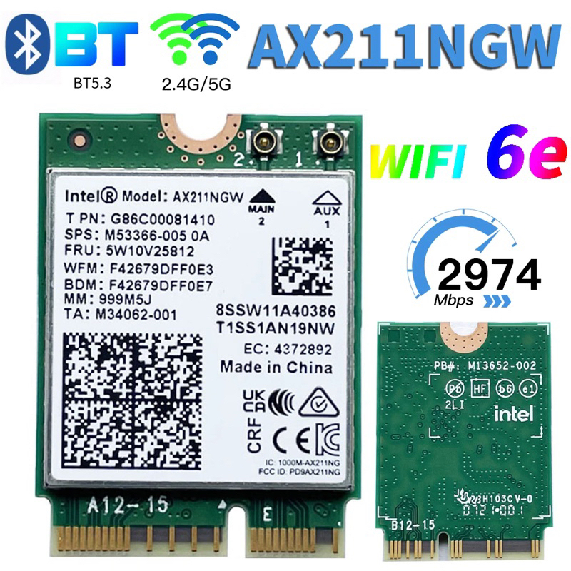Wifi Intel AX211, M.2 wifi ax211ngw band 2.4G, 5.8G and 6G Wi-Fi 6E ...