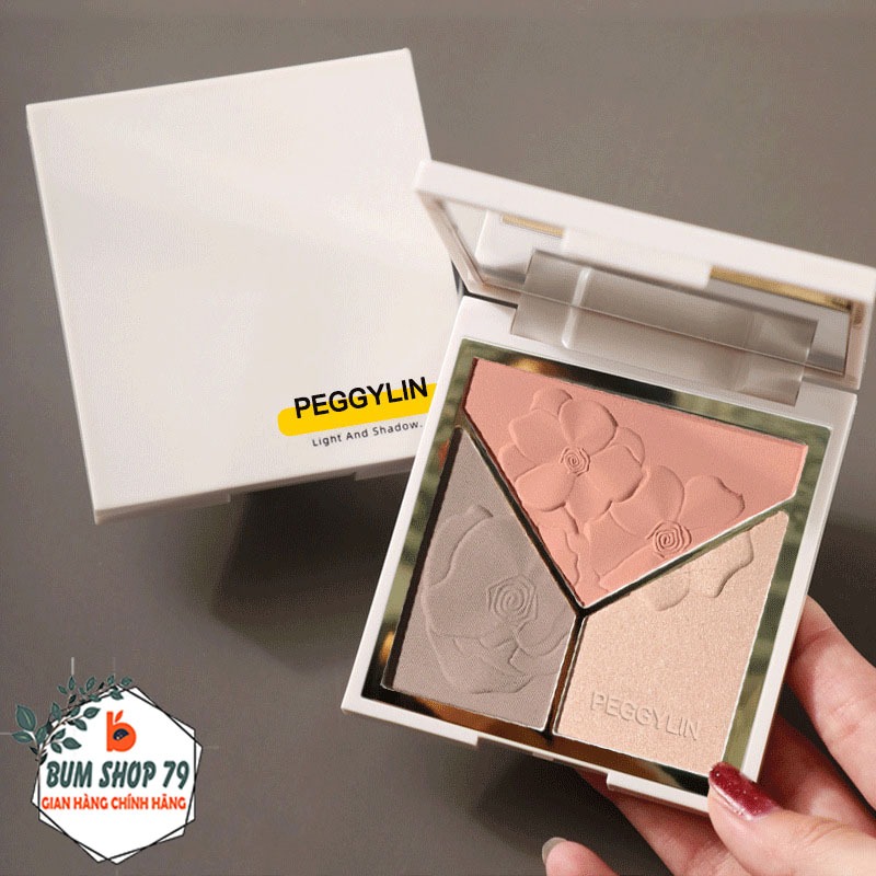 Peggylin 3-pan Blush with Contour and Highlight, 3-in-1 Powder Palette ...