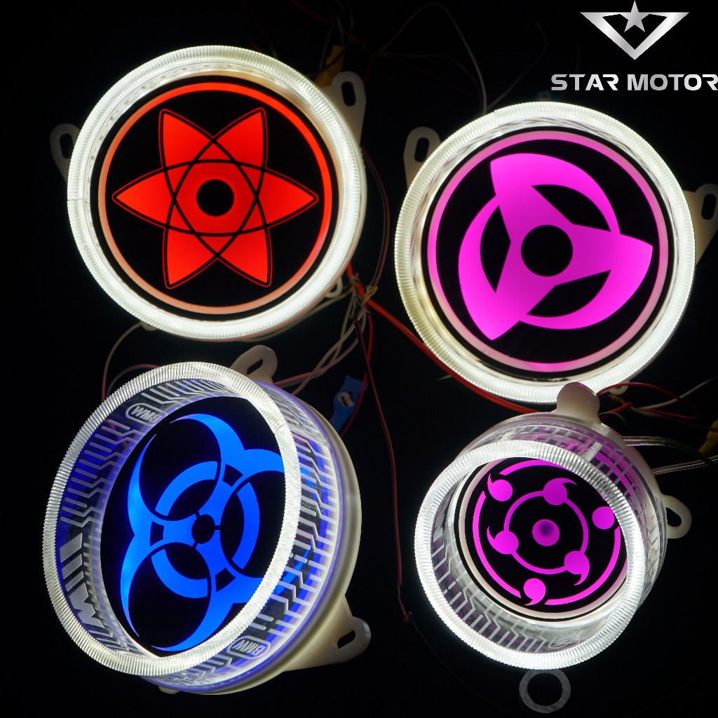 Sharingan rotating Led face with 3D cross-ball light ring, mounted on ...