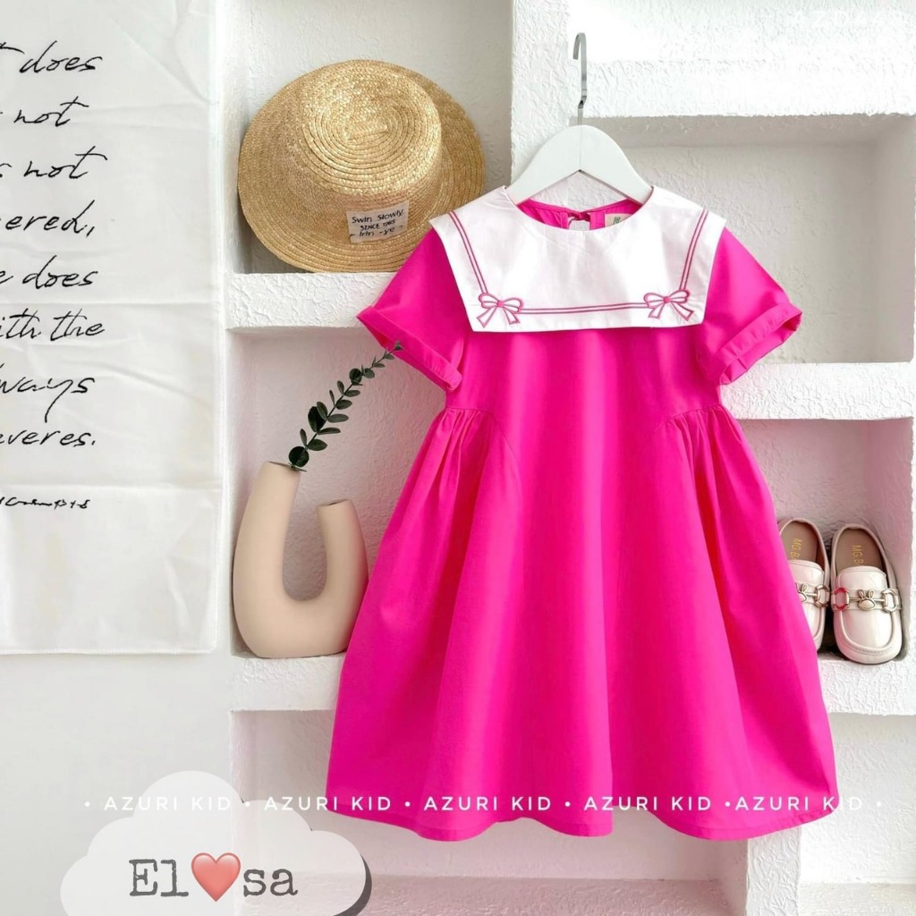 VBG--RED SQUARE NECK DRESS - PINK BREASTED WAIST annakids | Shopee ...