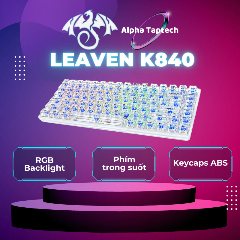 Leaven K840 hotswap transparent wired mechanical keyboard, 3 types of ...
