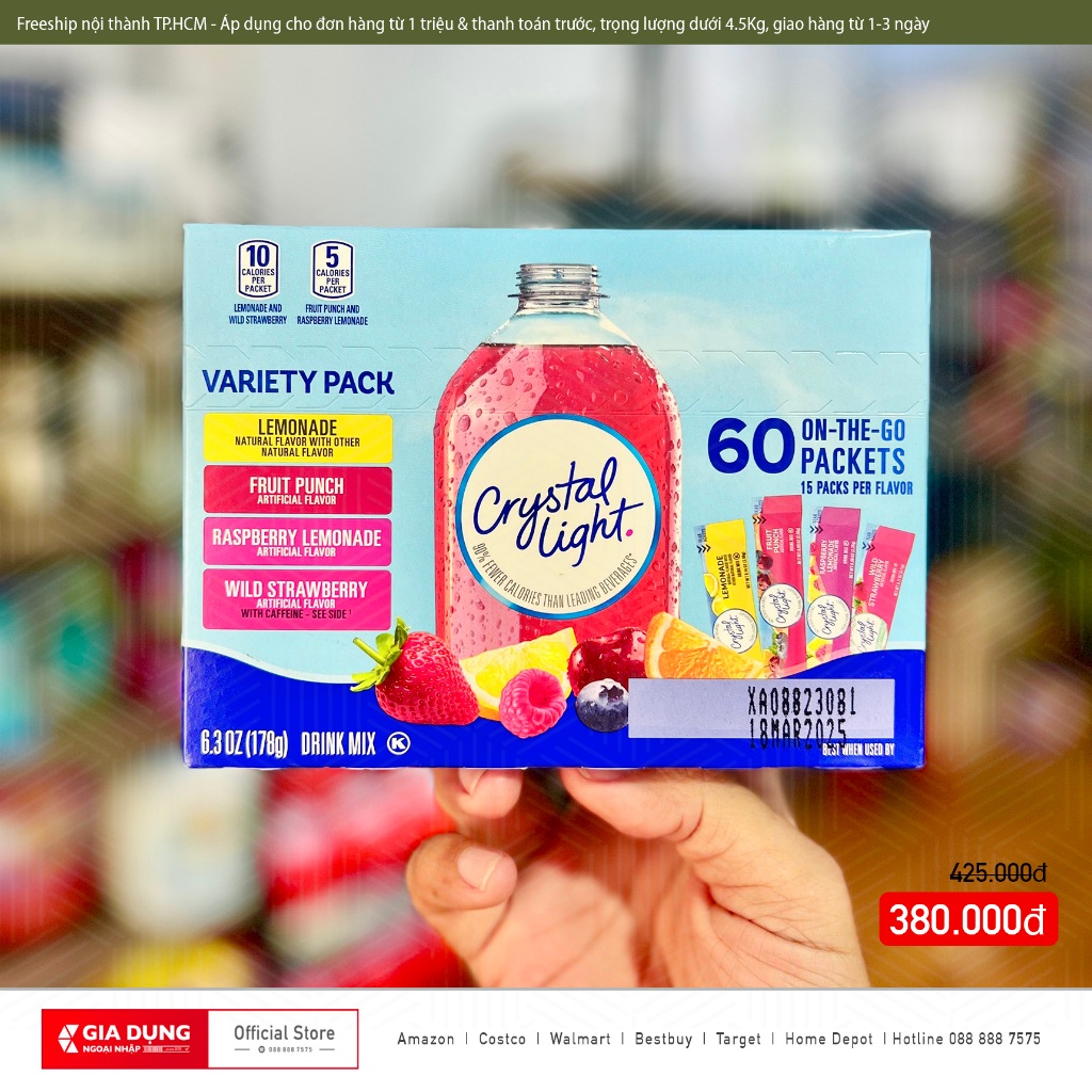 American Crystal Light Drink Mix juice powder (box of 60 packs ...