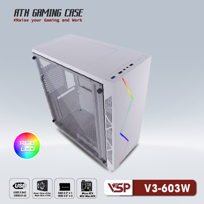 Computer Case | Case VSP V3-603 Led Rgb (Atx) - G.A GROUP | Shopee Singapore