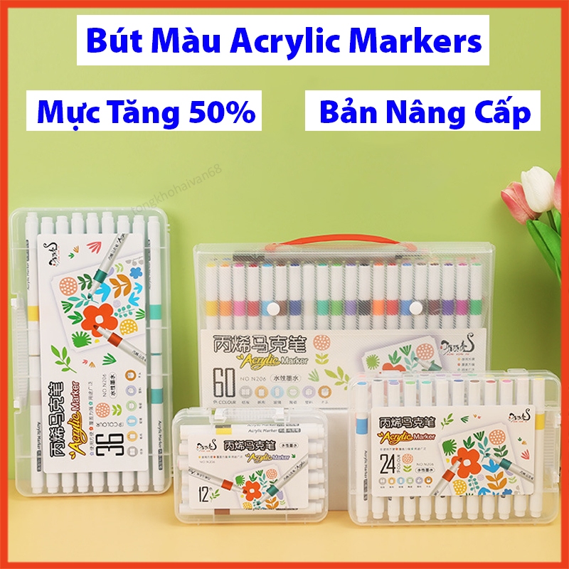 Acrylic Marker 12/24/36/48/60 Draws on Any Material Can Overlay Colors ...