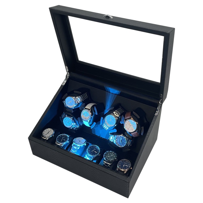 Box of 6 rotating 6-static mechanical watches - Crocodile leather ...