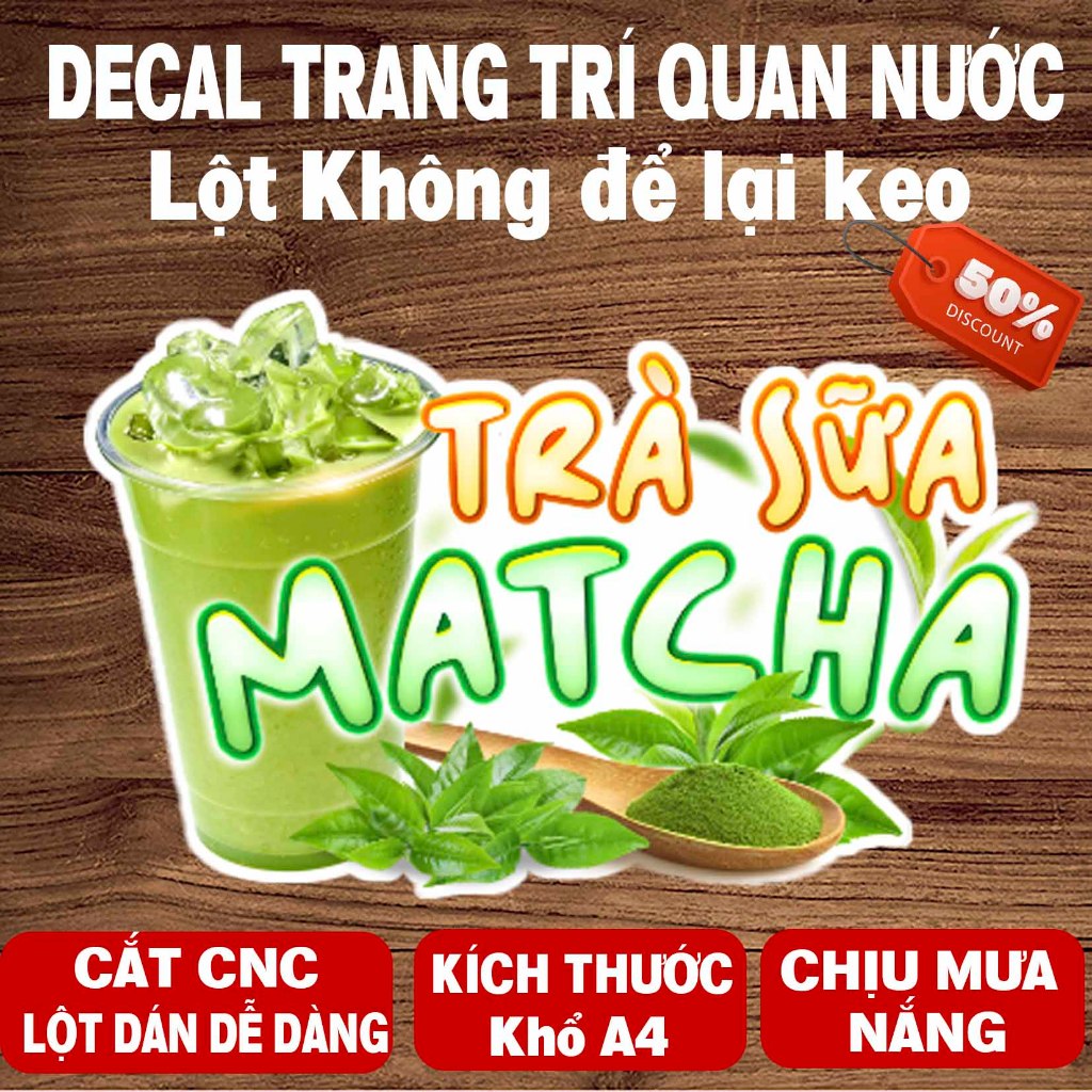 Matcha MILK TEA wall decoration decal, waterproof, sun protection ...