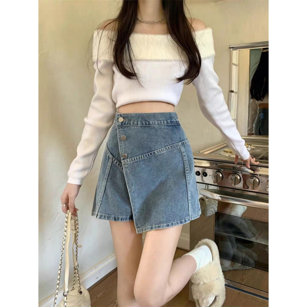 Women's Skirt Pants, A-Line Short Skirt with Super Personality Pants ...