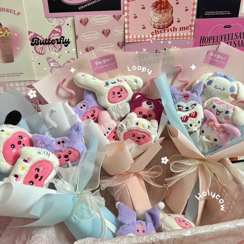 Teddy Bear Bouquet Randomly MIX LOOPY, SANRIO, KUROMI CUTE PASTEL ...