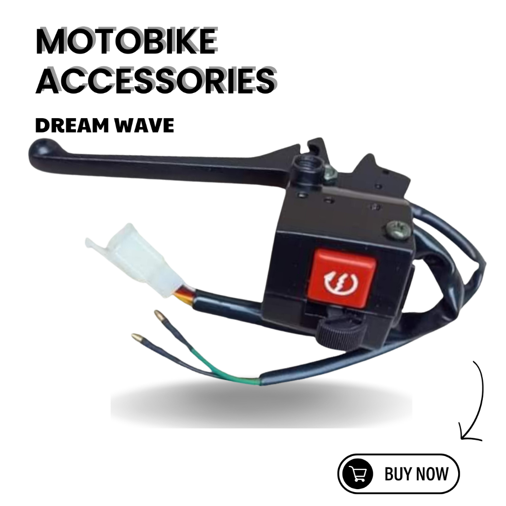 Dream Wave right light switch cluster has wire clamp, brake lever (pair ...