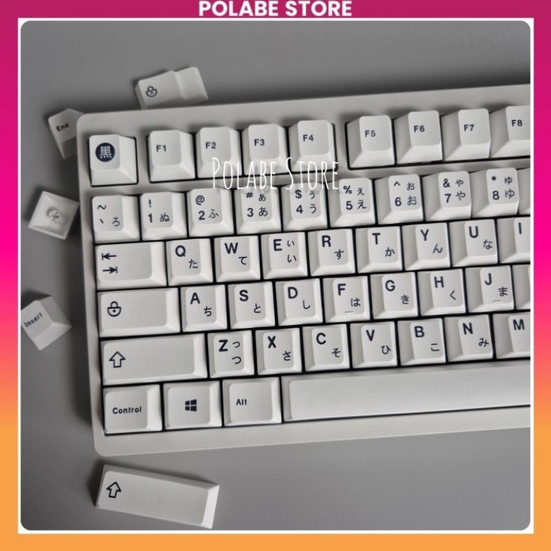 Keycap Pure White Japan English Cherry profile PBT material mechanical ...