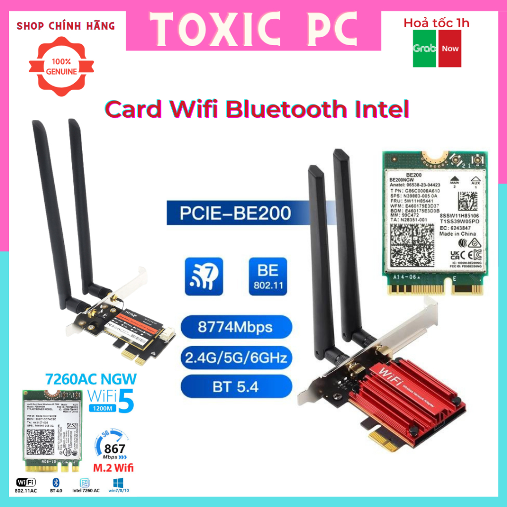 PCI Bluetooth Wifi Card 1x Wifi 5 intel 7260, Wifi 6E AX210, Wifi 7 BE200, AX1800 | Shopee Singapore