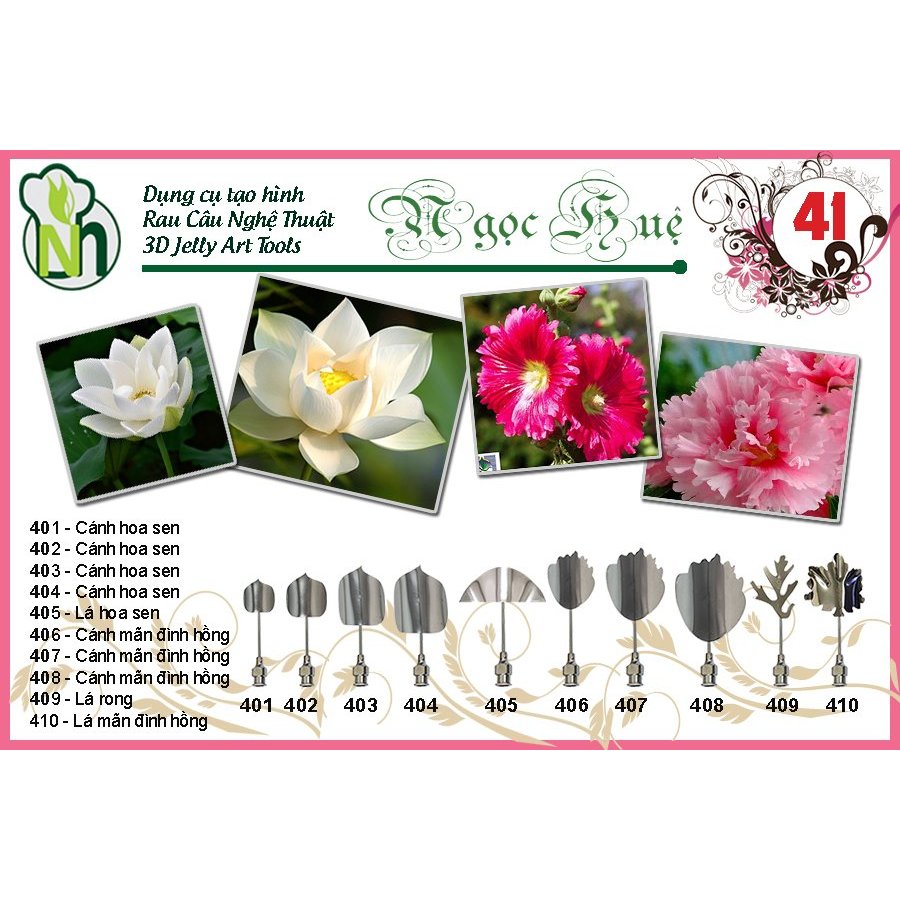 Ngoc Hue 3D jelly making tools (set number 41 - lotus, pink man Dinh ...