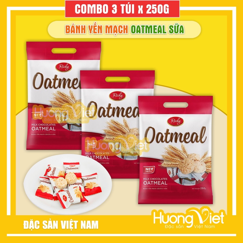 Combo of 3 bags of Oatmeal Richy milk Oatmeal 250g, Korean candy ...