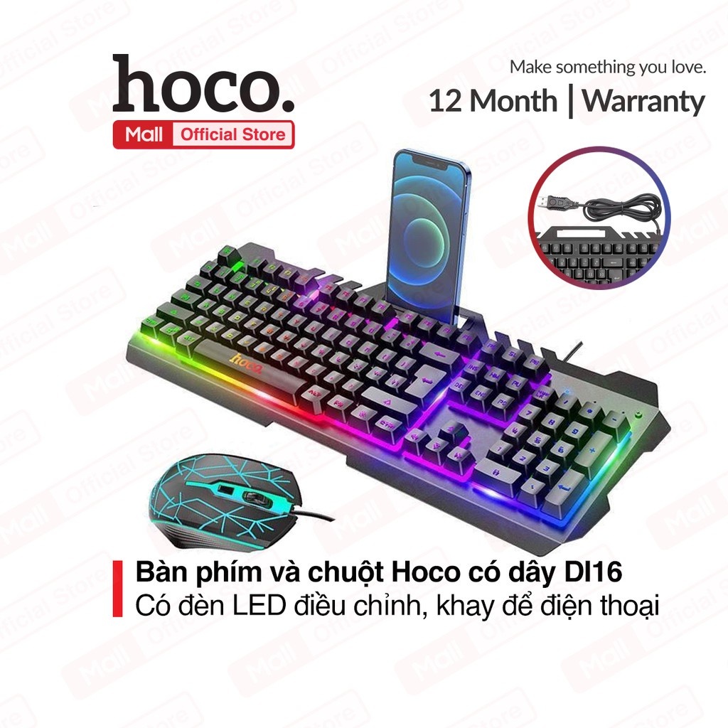 Hoco Gaming DI16 keyboard and mouse set with integrated phone tray and ...