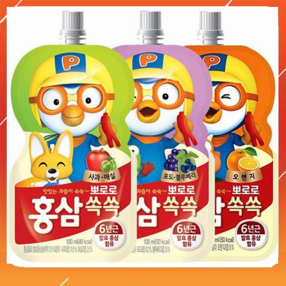 Paldo PORORO Korean Fruit Red Ginseng Juice (Box Of 10 Packs) Grape ...