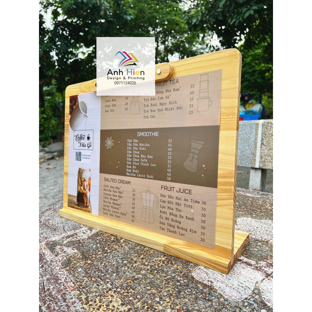 Wood menu size a3, Wooden Board menu a3 Clamp, standee menu a3, Desktop ...
