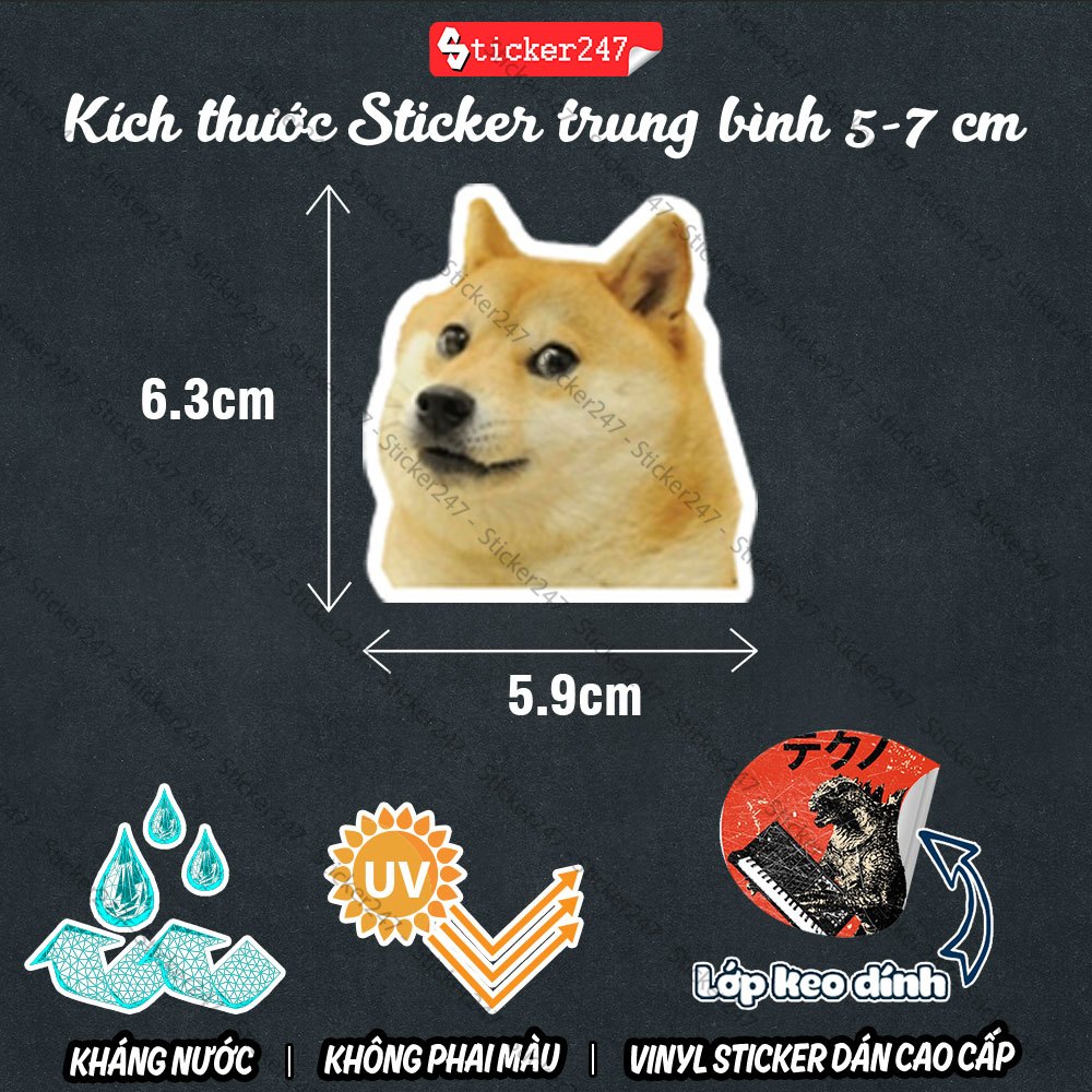 Sticker MeMe Cheems Freeship Helmet Sticker, Suitcase Sticker, Guitar ...
