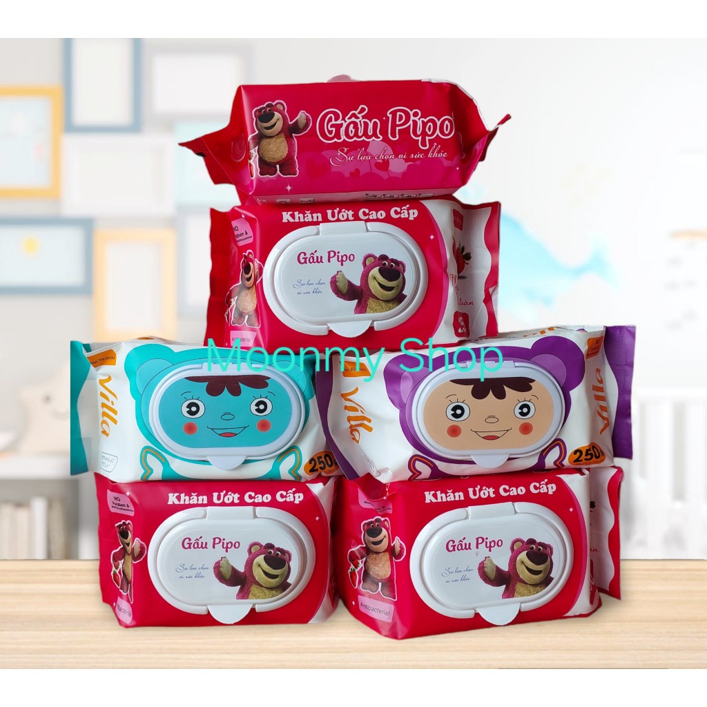 Set of 10 packs of 250 GRAM BEAR wet wipes in many colors, super thick ...