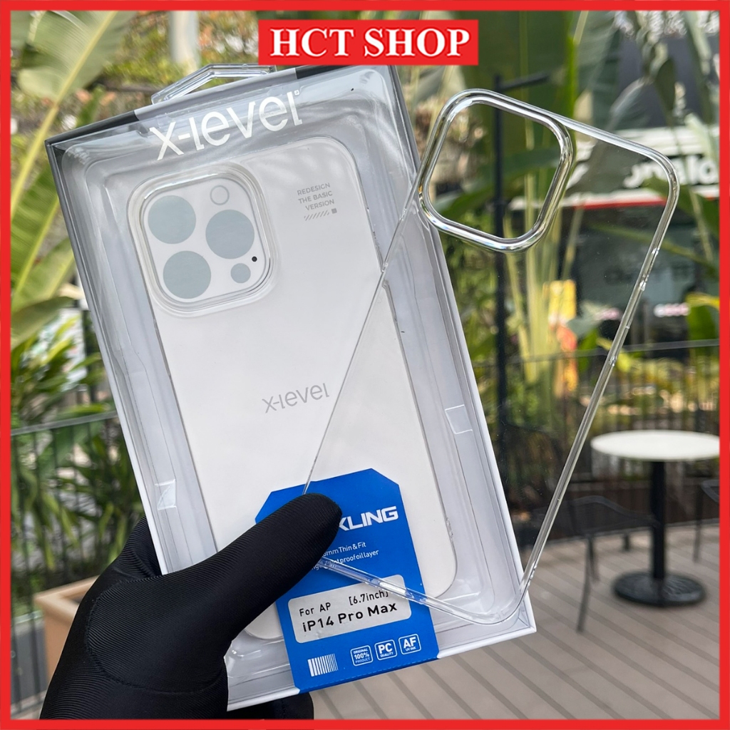 Xlevel anti-stain transparent hard PC case 0,88mm for iPhone 12, 13, 14, 15, 16Promax with open ...