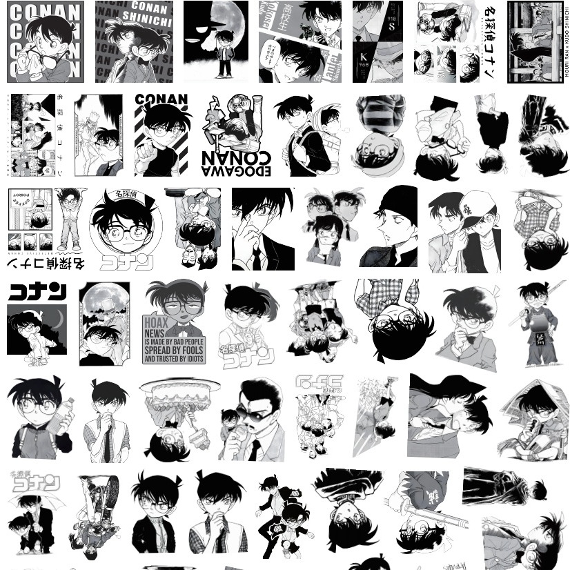 Set of 60 CONAN decorative stickers in classic black and white version ...