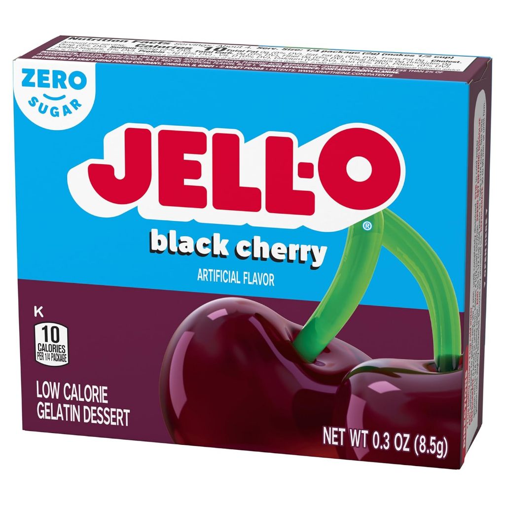 JELLY POWDER - Black Cherry Gelatin - NO Sugar - NO FAT Jell-O Black ...