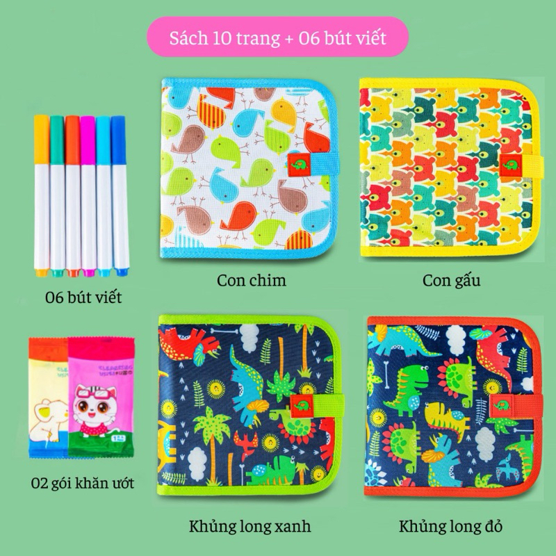Erasable writing book set with colors and cleaning cloth for children ...