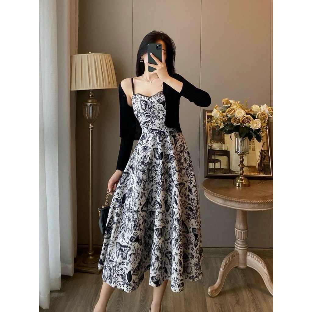 Silk dress with Jacket long sleeve ribbed spandex design for women ...