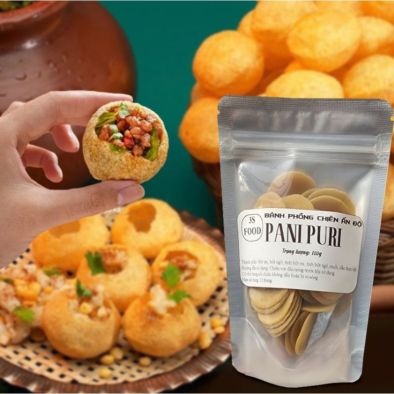 [ 100gr] Pani Puri Indian shrimp crackers are round ball-shaped, crispy ...