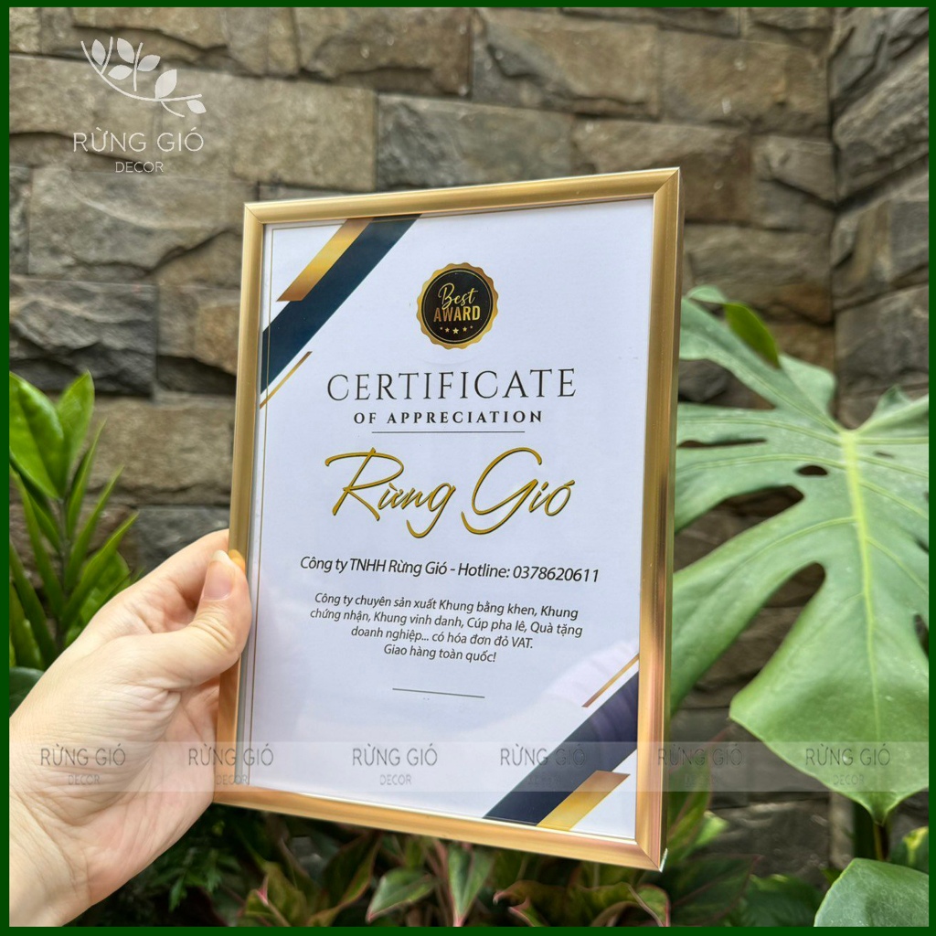 A5 Metal certificate frame with thin border for TABLE WITH WALL MOUNT ...