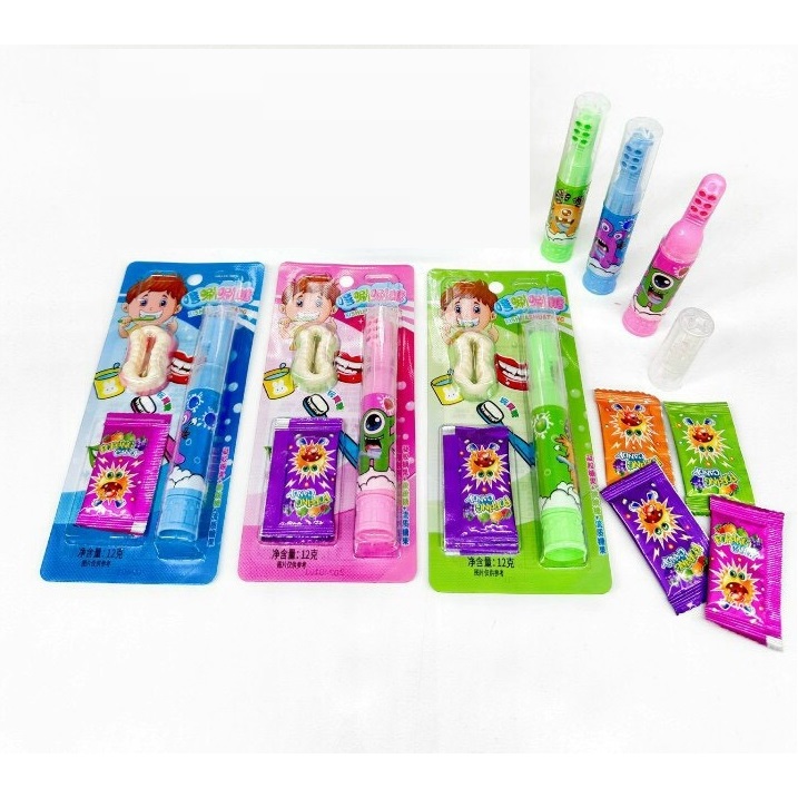 Extruded lipstick brush candy with teeth marshmallows and popping candy ...