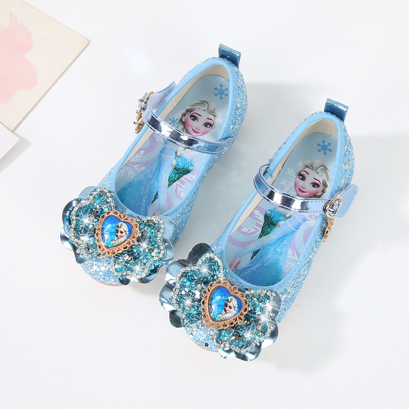 ELSA flat sole shoes with bows and princess motifs for girls size [22 ...