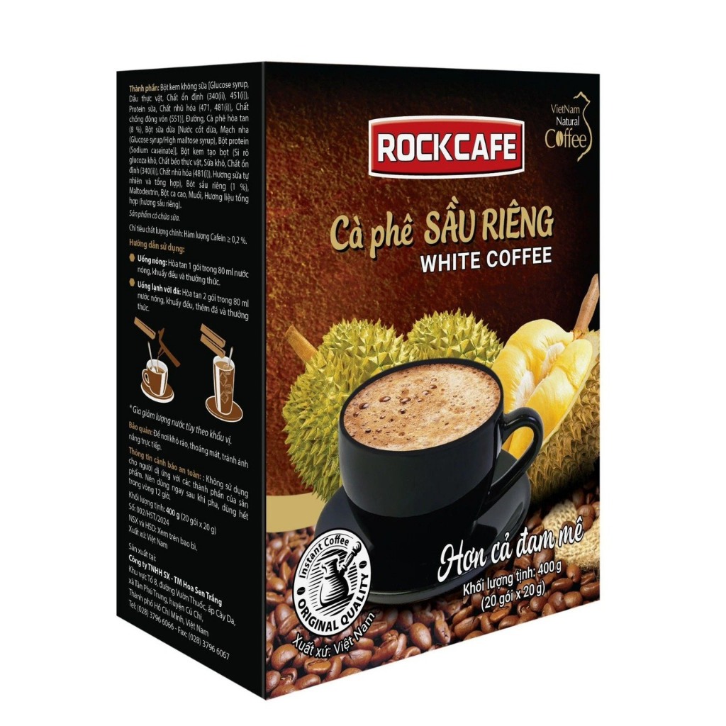 Rockcafe Instant Coffee Durian Flavor, Delicious Coconut Flavor 240gr ...