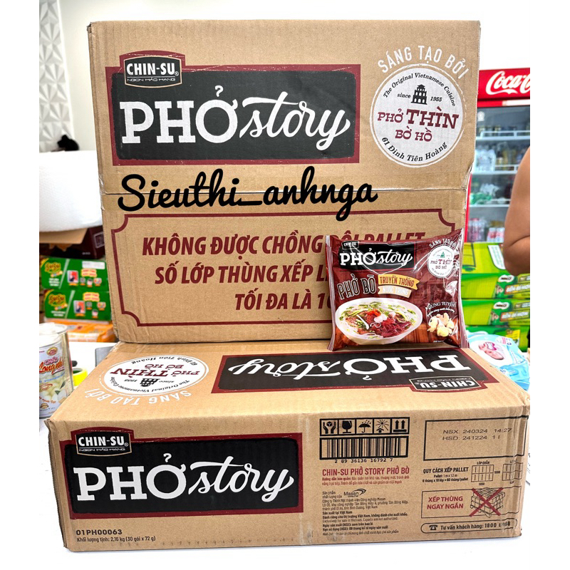 BOX OF 30 PACKAGES OF TRADITIONAL BEEF PHO WITH CLEAR WATER 72G - THIN ...