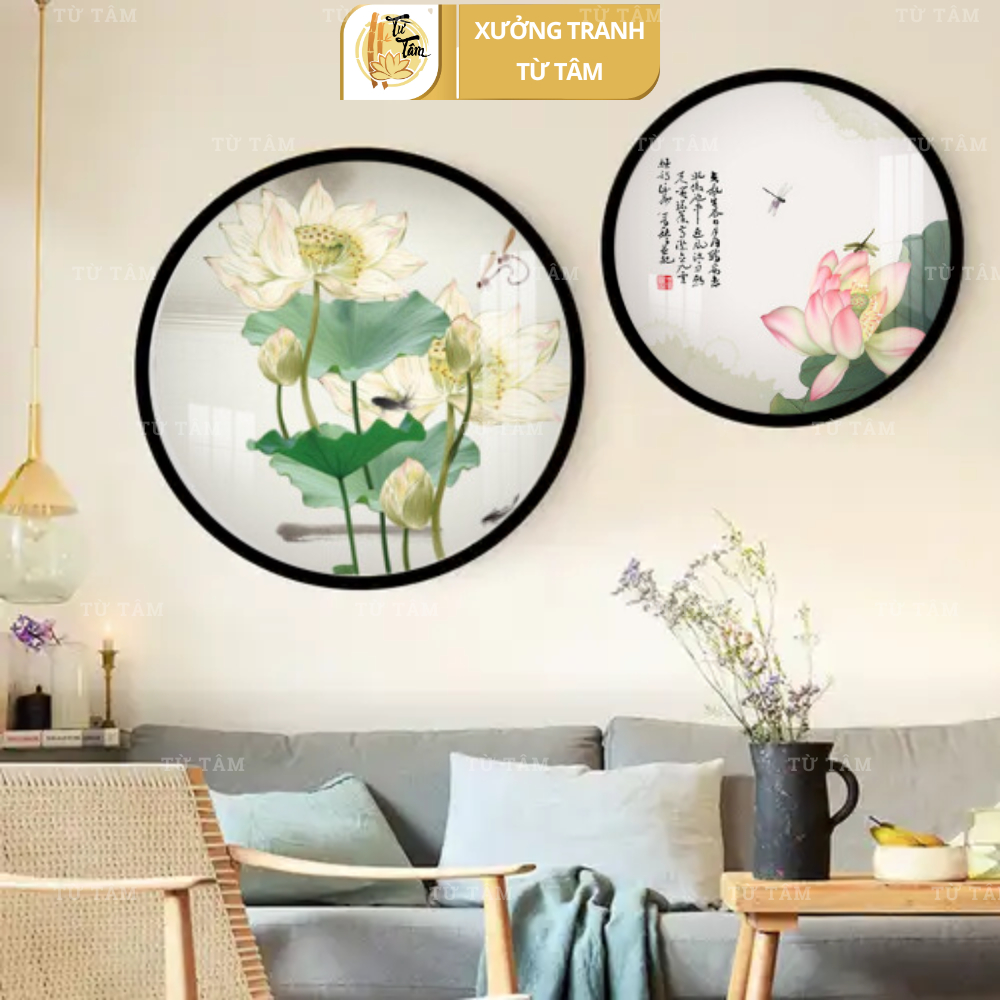 Round Buddha Halo Lamp Printed with Modern Bamboo Painting with Led ...