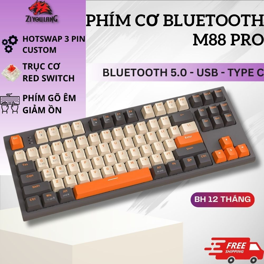 Ziyoulang M88 Pro Wireless Mechanical Gaming Keyboard Smooth Typing ...