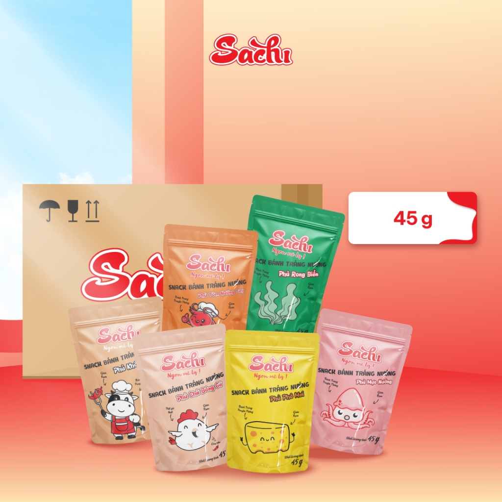 [BOX Of 50 PACKAGES OF FLAVORED 45G] SACHI Grilled Rice Paper Snack ...