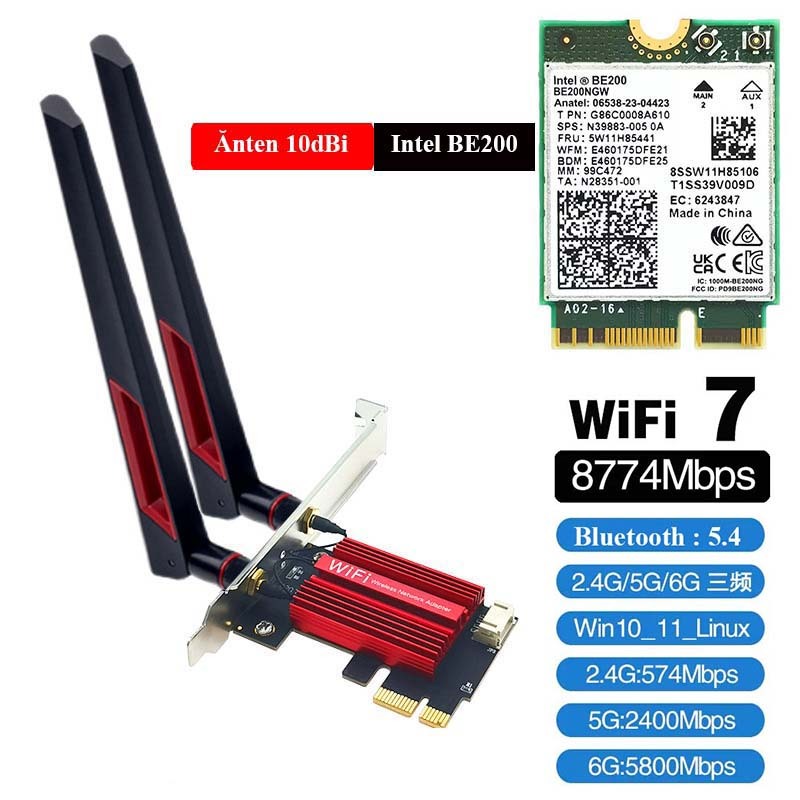 WIFI Card 6E AX210, WIFI 7 Intel BE200, Mediatek MT7925 MT7927 ...