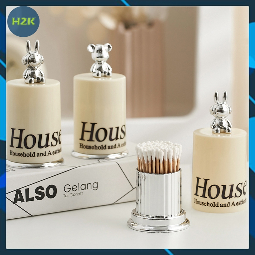 Toothpick Box, Cotton Swabs with Pooh Bear Shaped Lid, Jade Rabbit ...
