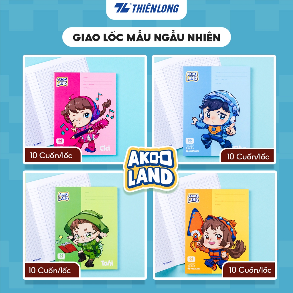 Combo of 10 Student Notebooks 96 pages 4 squares 2mm 100gsm Thien Long ...
